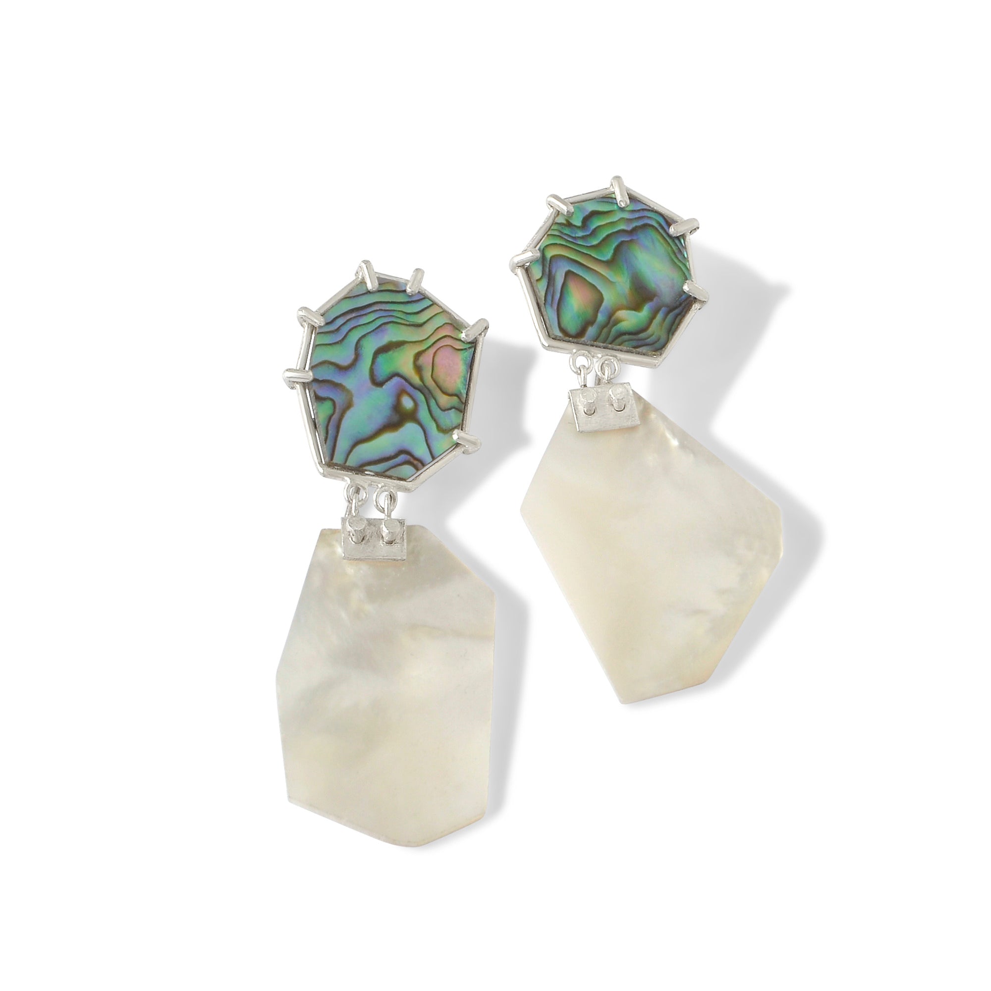 DARK GREEN ABALONE AND MOP CHUNK DROPS - Sarah Holden, Earrings Galore ...