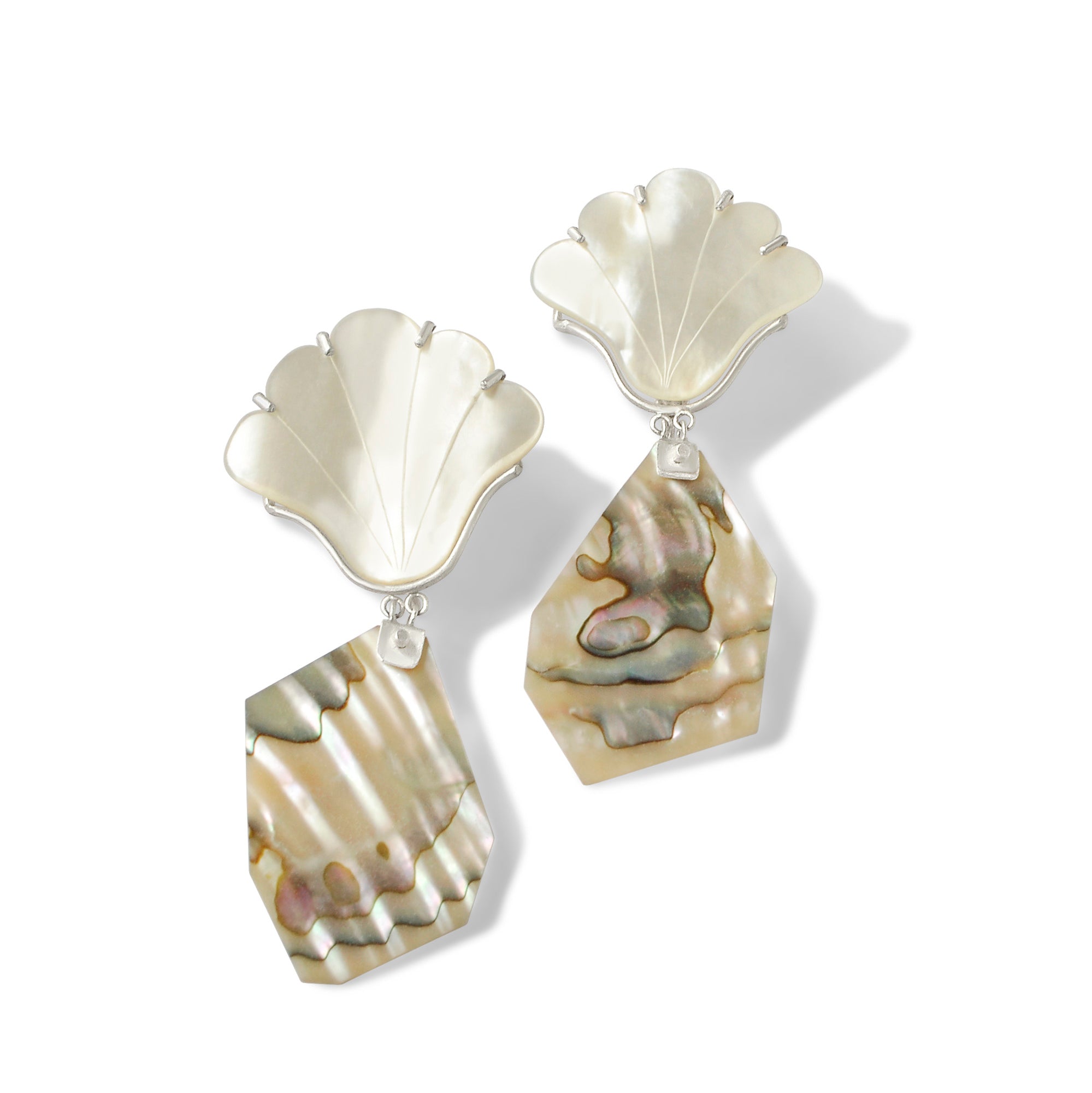 MOP SHELL AND LIGHT GREEN ABALONE CHUNK DROPS - Sarah Holden, Earrings ...